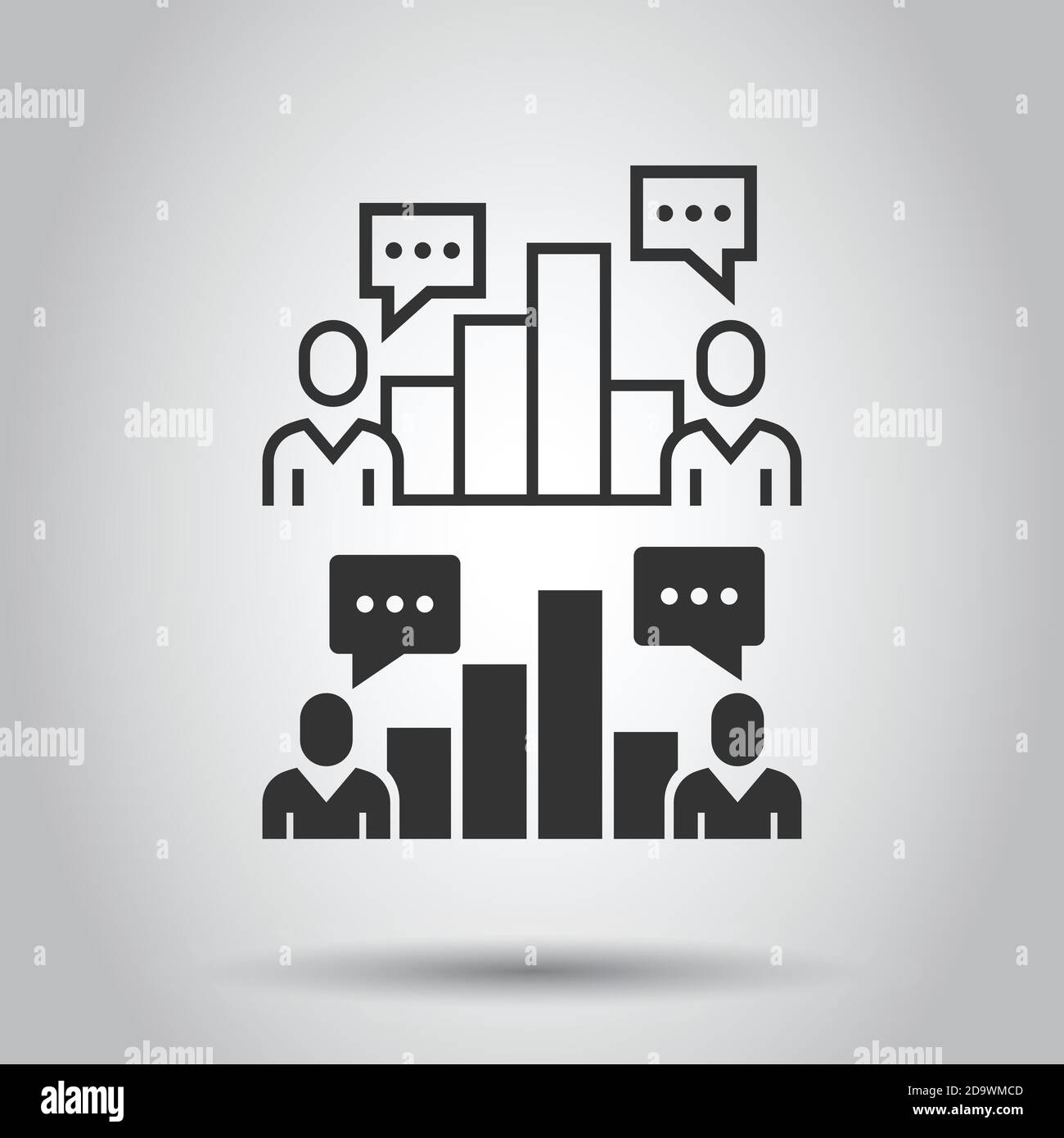 People with growth icon in flat style. Work strategy vector ...