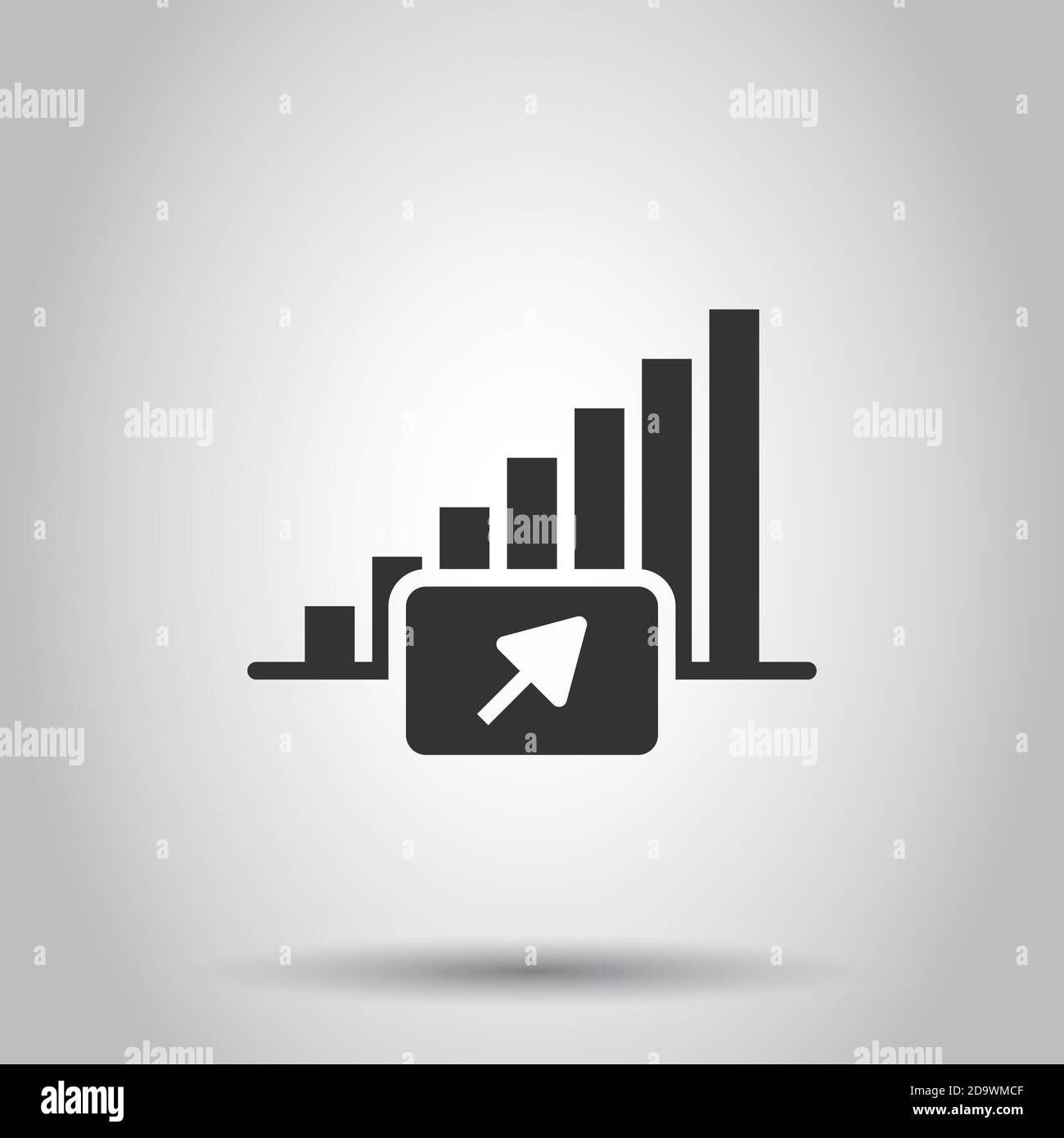Market trend icon in flat style. Growth arrow with magnifier vector ...