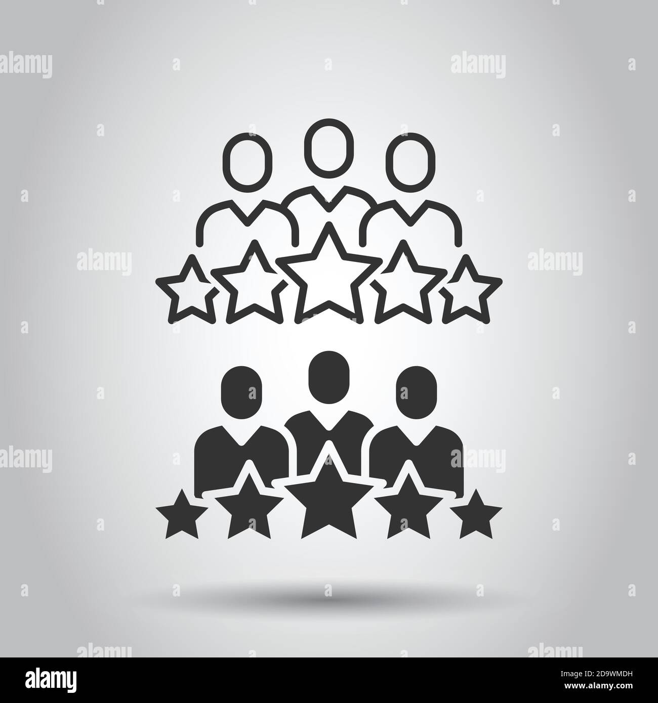 People with stars icon in flat style. Businessman rating vector ...