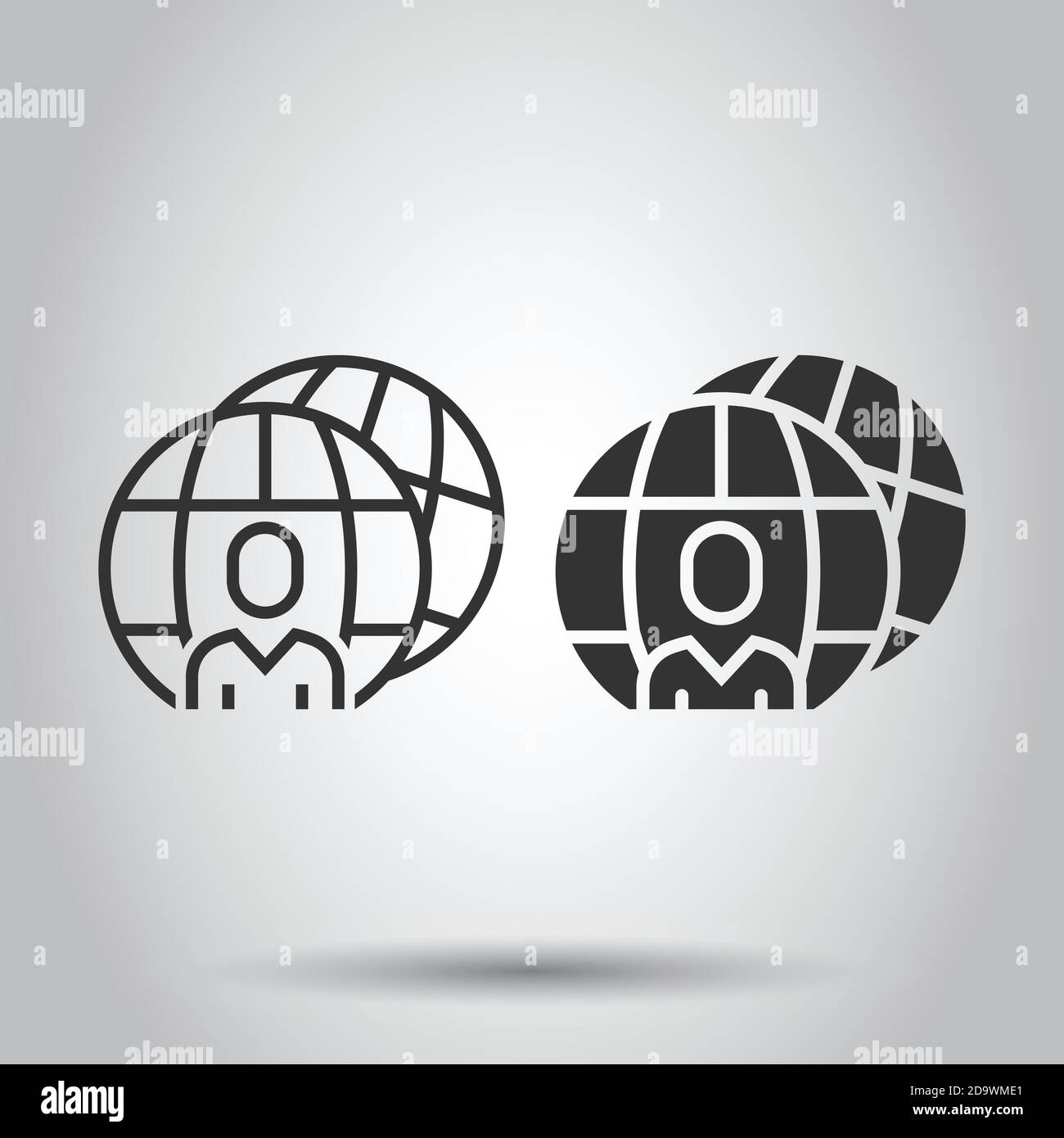 People global icon in flat style. World communication vector ...