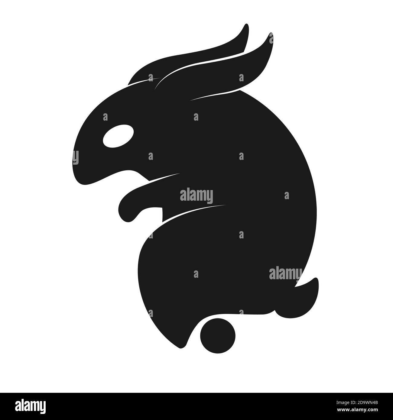 logo silhouette rabbit stylized simple shape on white isolated ...