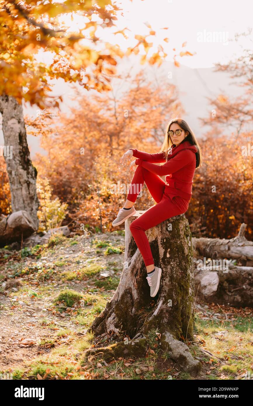 Beautiful woman in warm outfit Stock Photo - Alamy