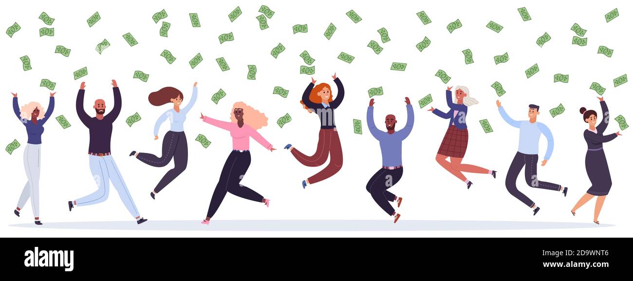 Business celebrating. Happy business team celebrating victory, jump ...