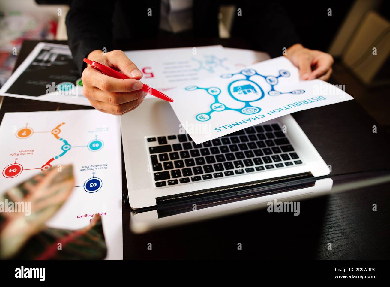 marketing distribution channels plan on office desk Stock Photo - Alamy