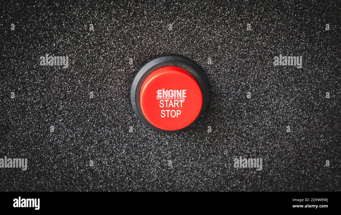 Close up on buttons with letters indicating starting the engine or ...