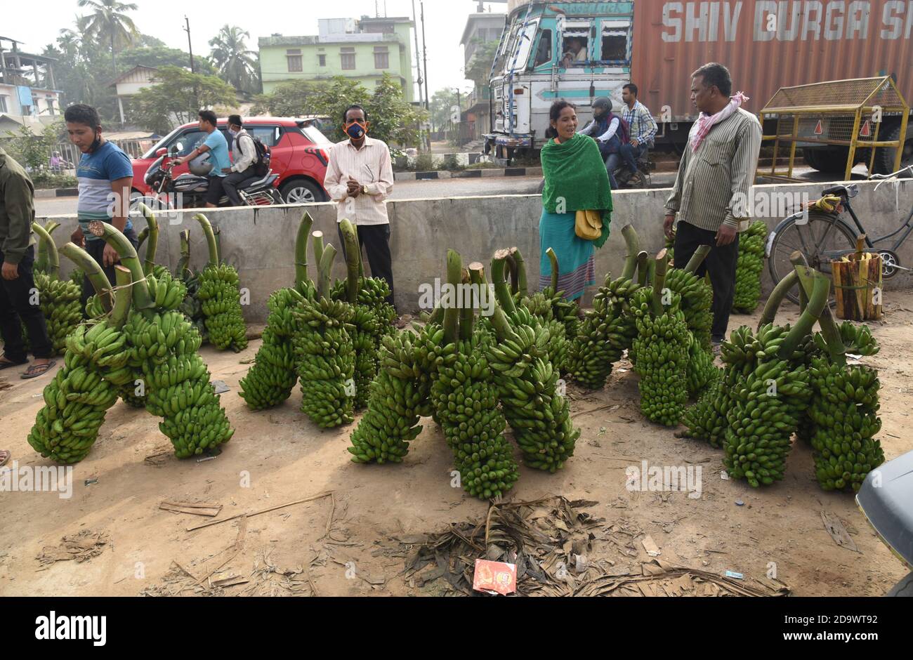 Guwahati, Assam, India. 6th Nov, 2020. Villagers wait for customers to ...