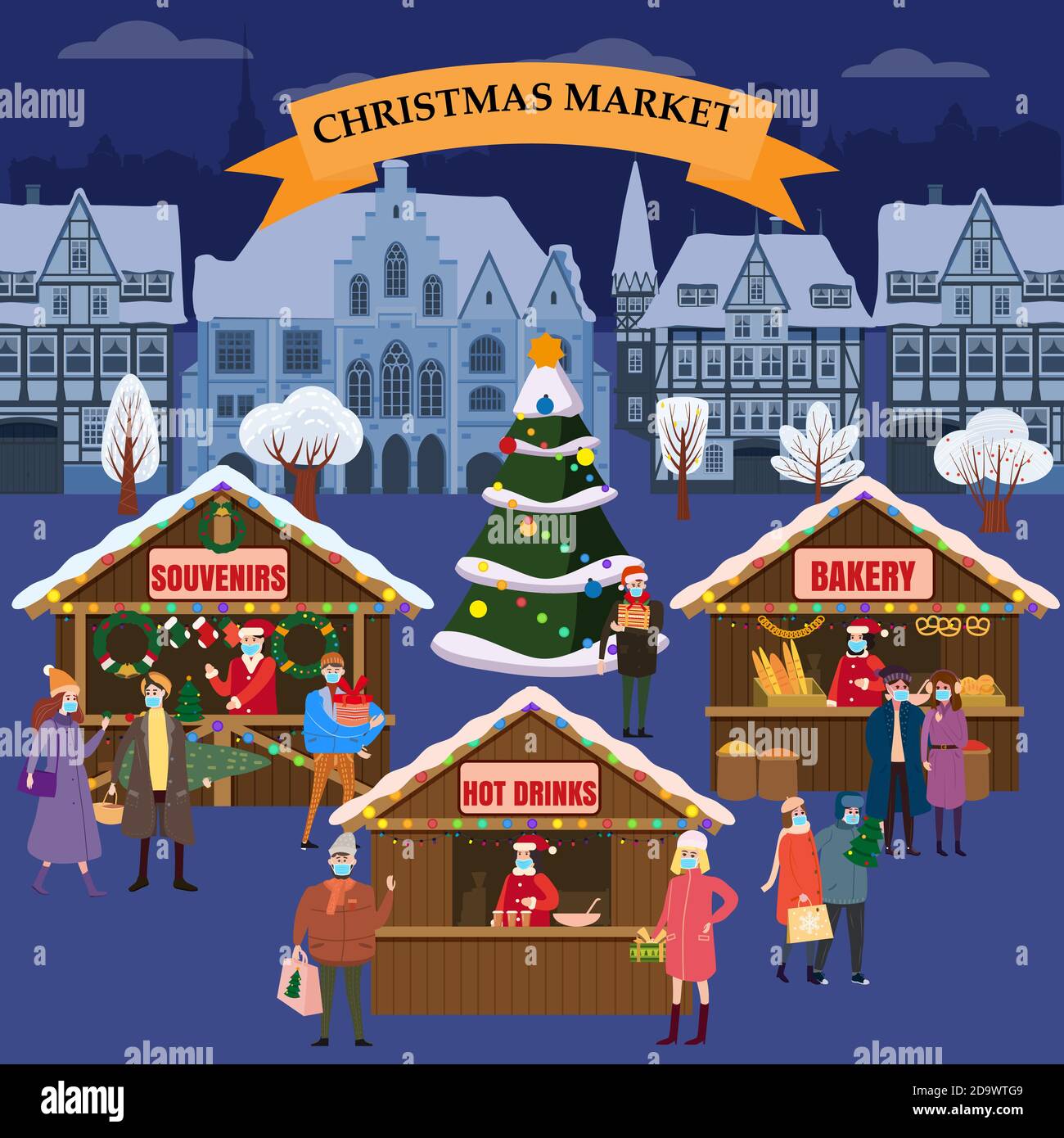 Tree on city square Stock Vector Images - Alamy