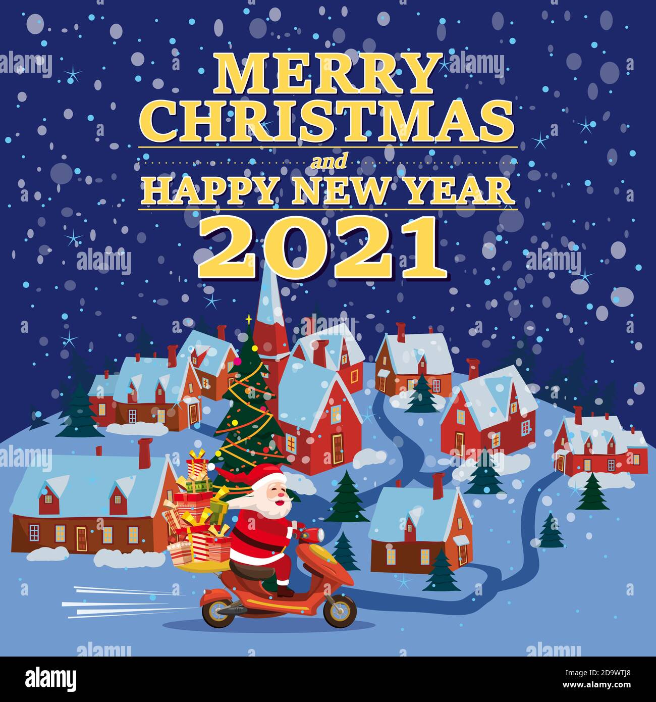 Santa Claus Van with text Merry Chrismas and Happy New Year 2021 rides ...
