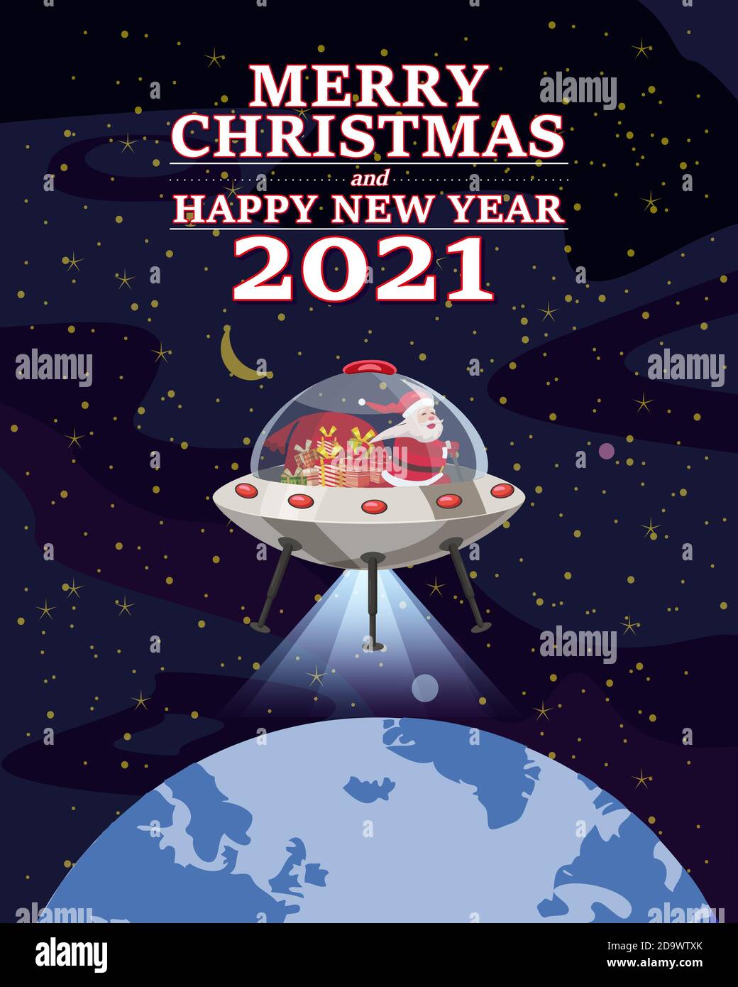 Santa in spaceship cartoon illustration hi-res stock photography and ...
