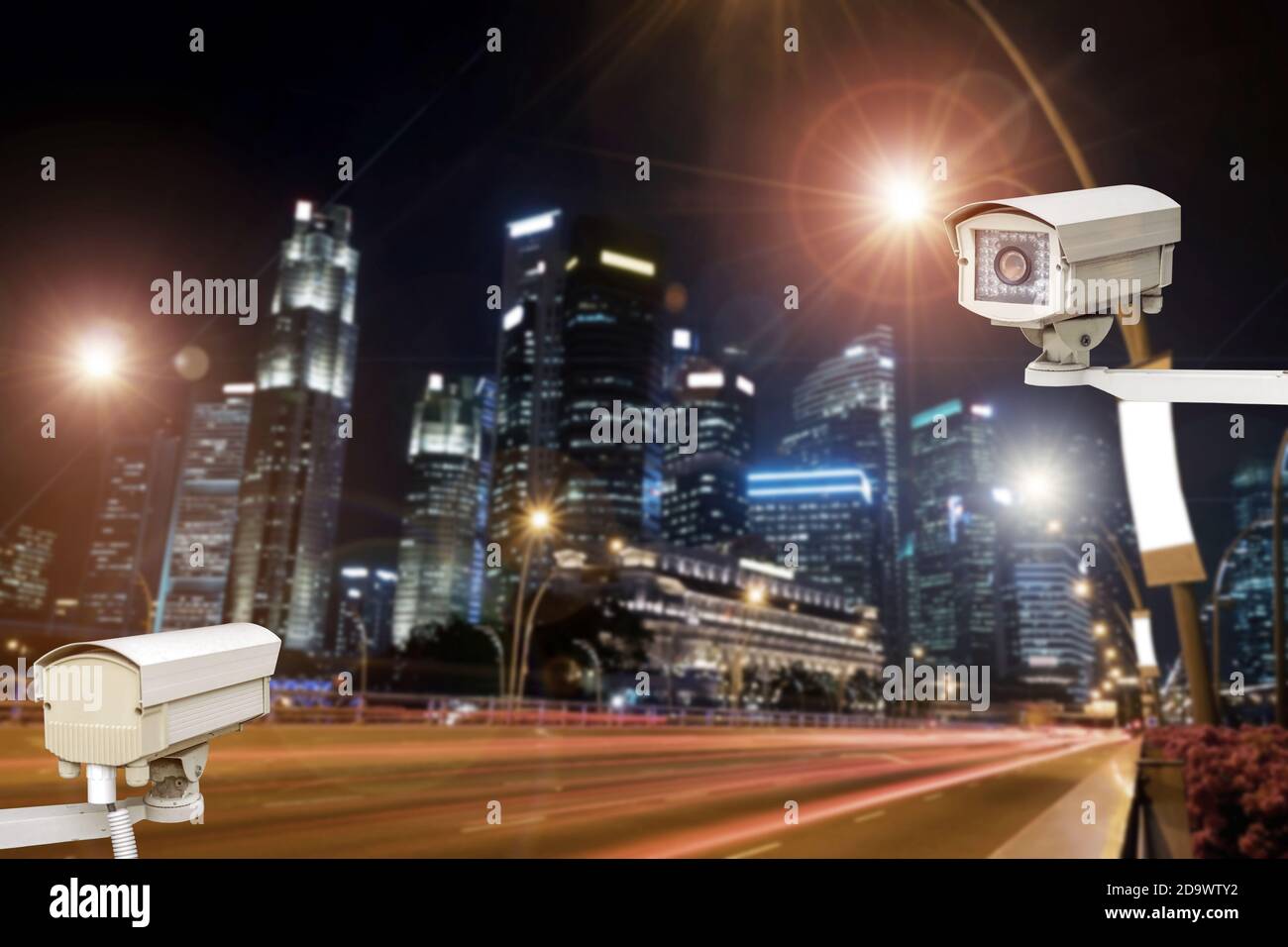 Closeup of traffic security camera surveillance (CCTV) on the road in ...