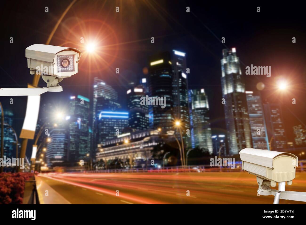 Closeup of traffic security camera surveillance (CCTV) on the road in ...