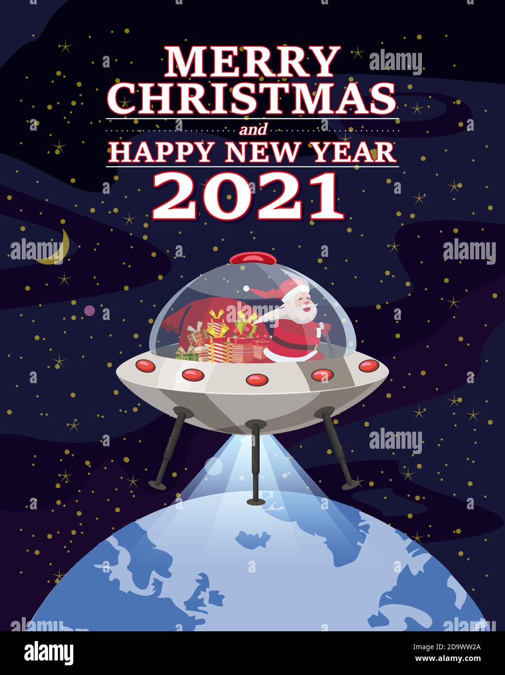 Santa in spaceship cartoon illustration hi-res stock photography and ...