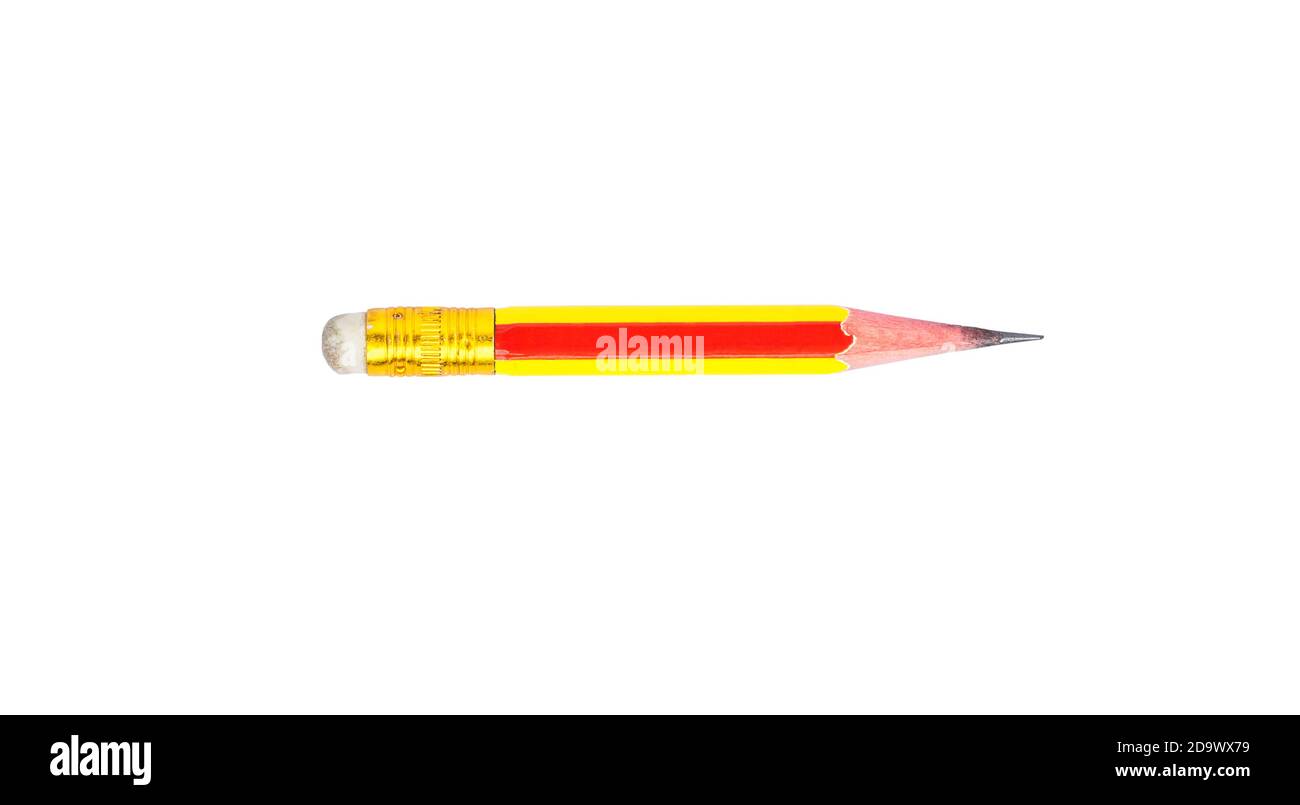 Short wooden pencil used isolated on white background Stock Photo - Alamy