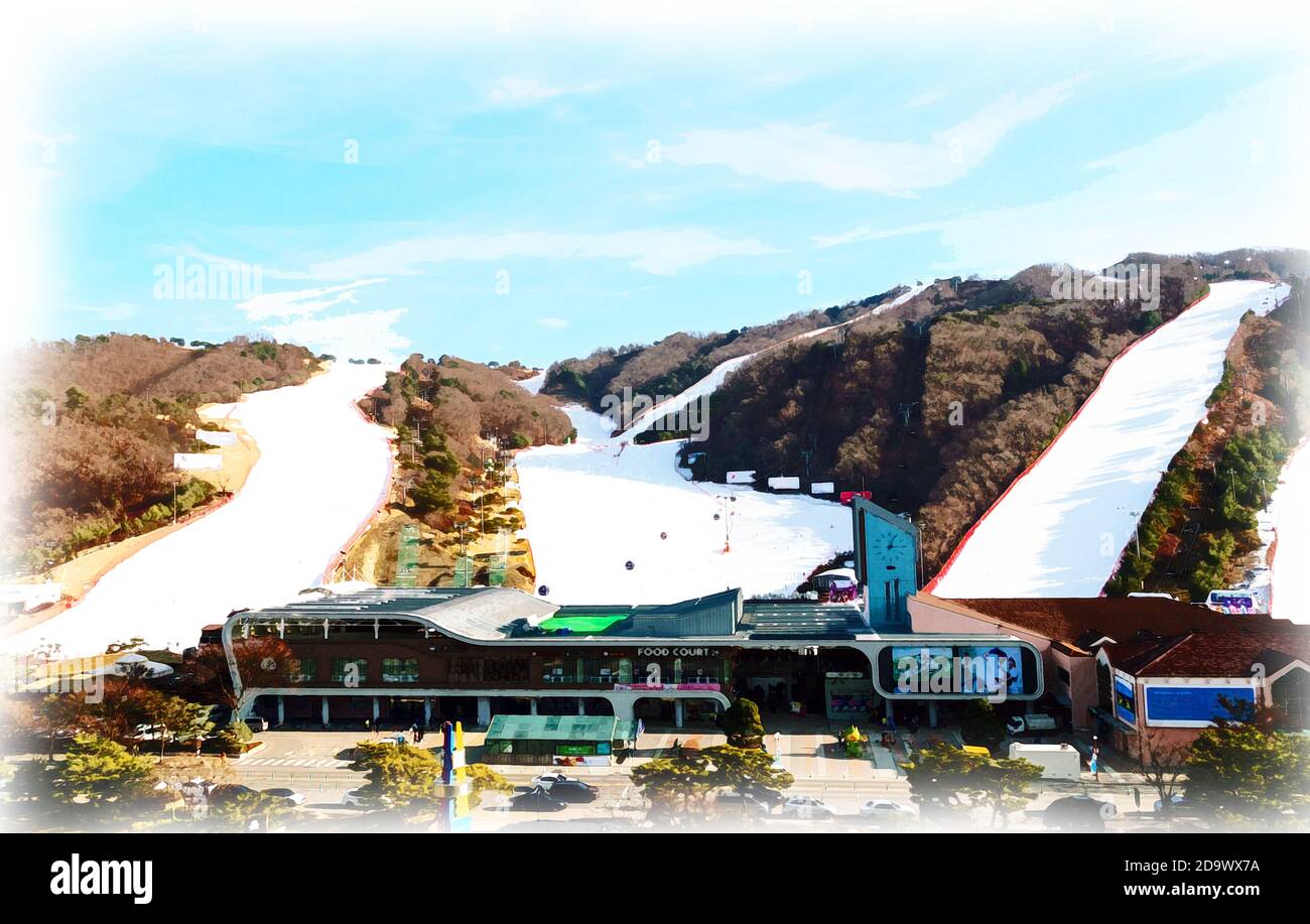 Gangwon-do,Korea-January 4,2016: Daemyung Vivaldi Park ski resorts ...