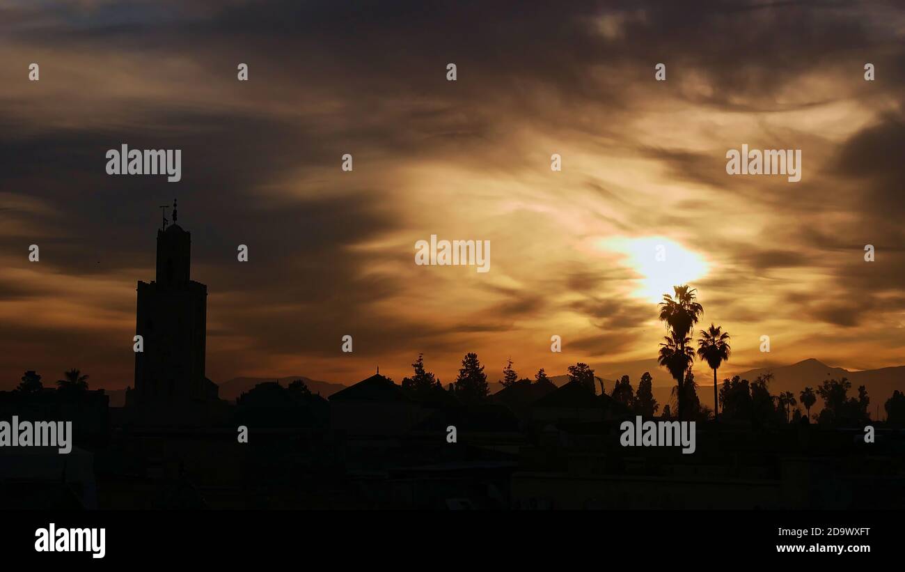 Sunrise above the roofs of marrakesh hi-res stock photography and ...