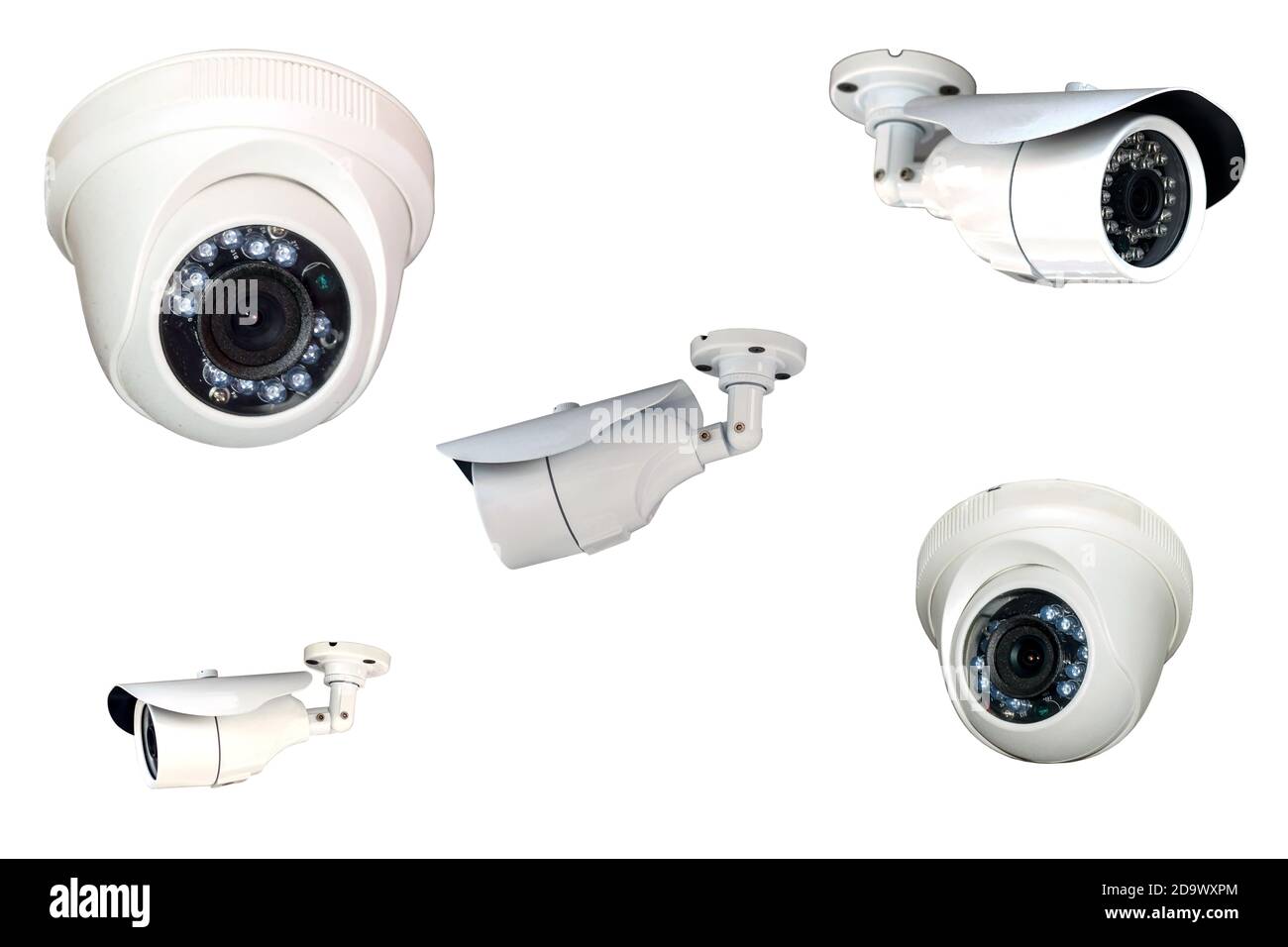 Group of security cameras (CCTV) isolated on blue background Stock ...
