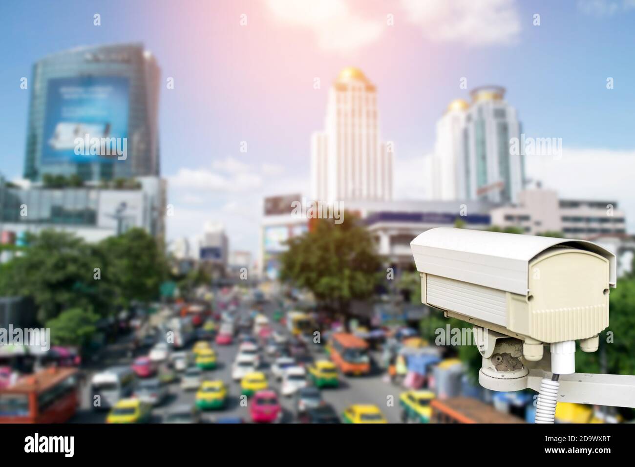Closeup of traffic security camera surveillance (CCTV) on the road in ...