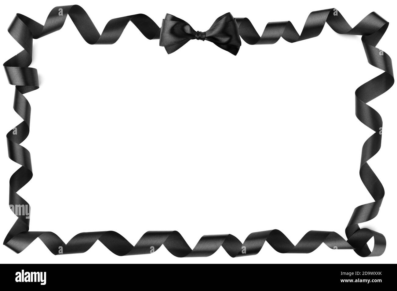 Black spiral curly silk ribbon and bow border frame corner design ...