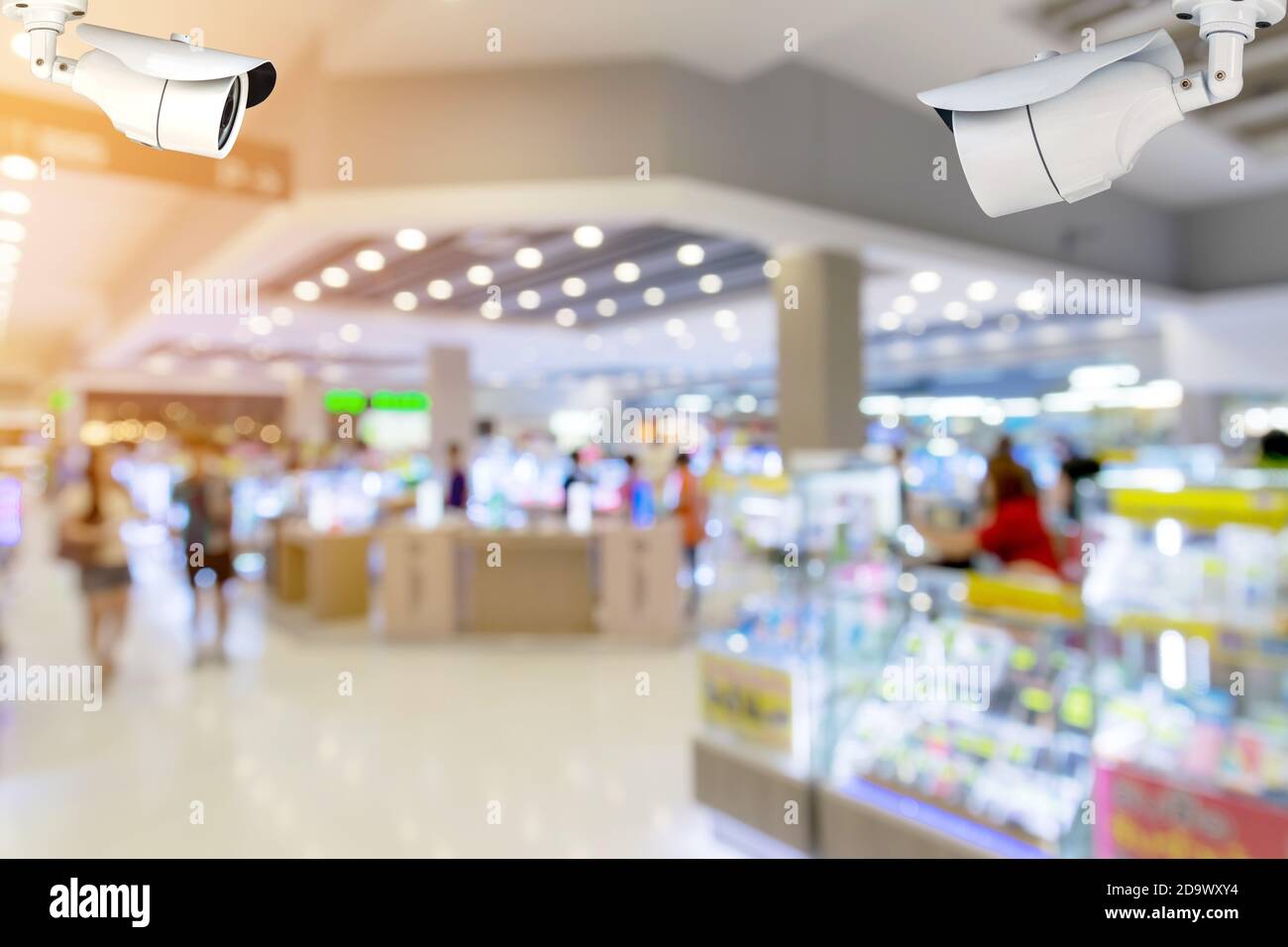 CCTV or surveillance camera recording inside the shopping mall to the ...