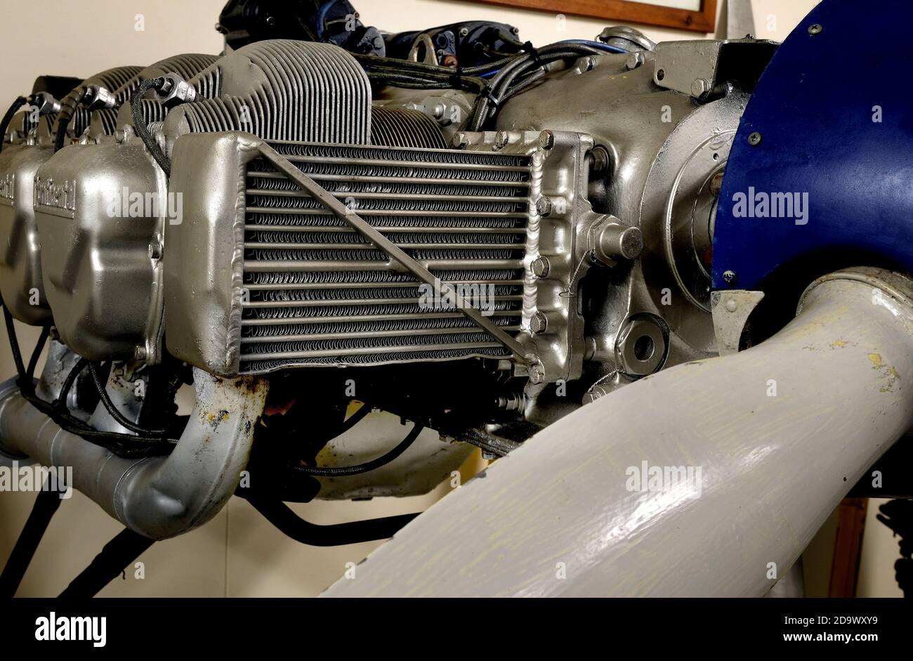 Oil cooler mounted in air flow of petrol aircraft engine Stock Photo ...