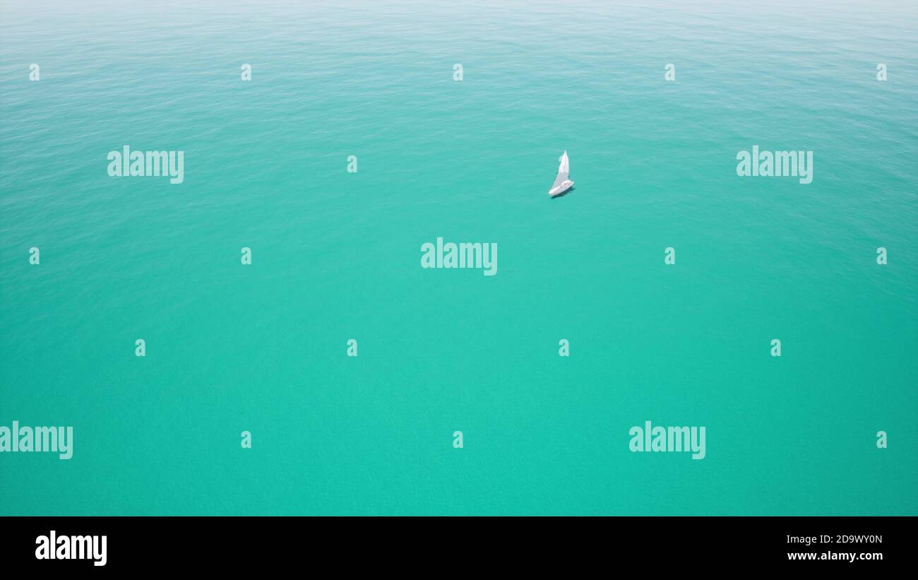 Sailboat in the sea Minimal nature background Summer ocean landscape 3d ...