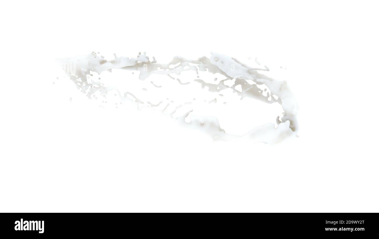 Milk splash cream Wave flow on white 3d rendering Stock Photo - Alamy
