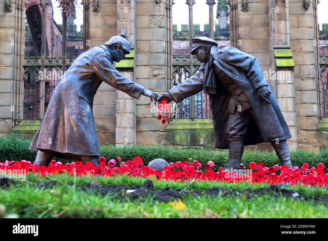 Liverpool, UK. 8th Nov, 2020. Remembrance Day Poppy garden at St Luke's ...