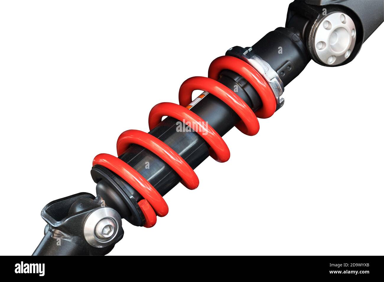Shock absorber of motorcycle isolated on white background Stock Photo ...