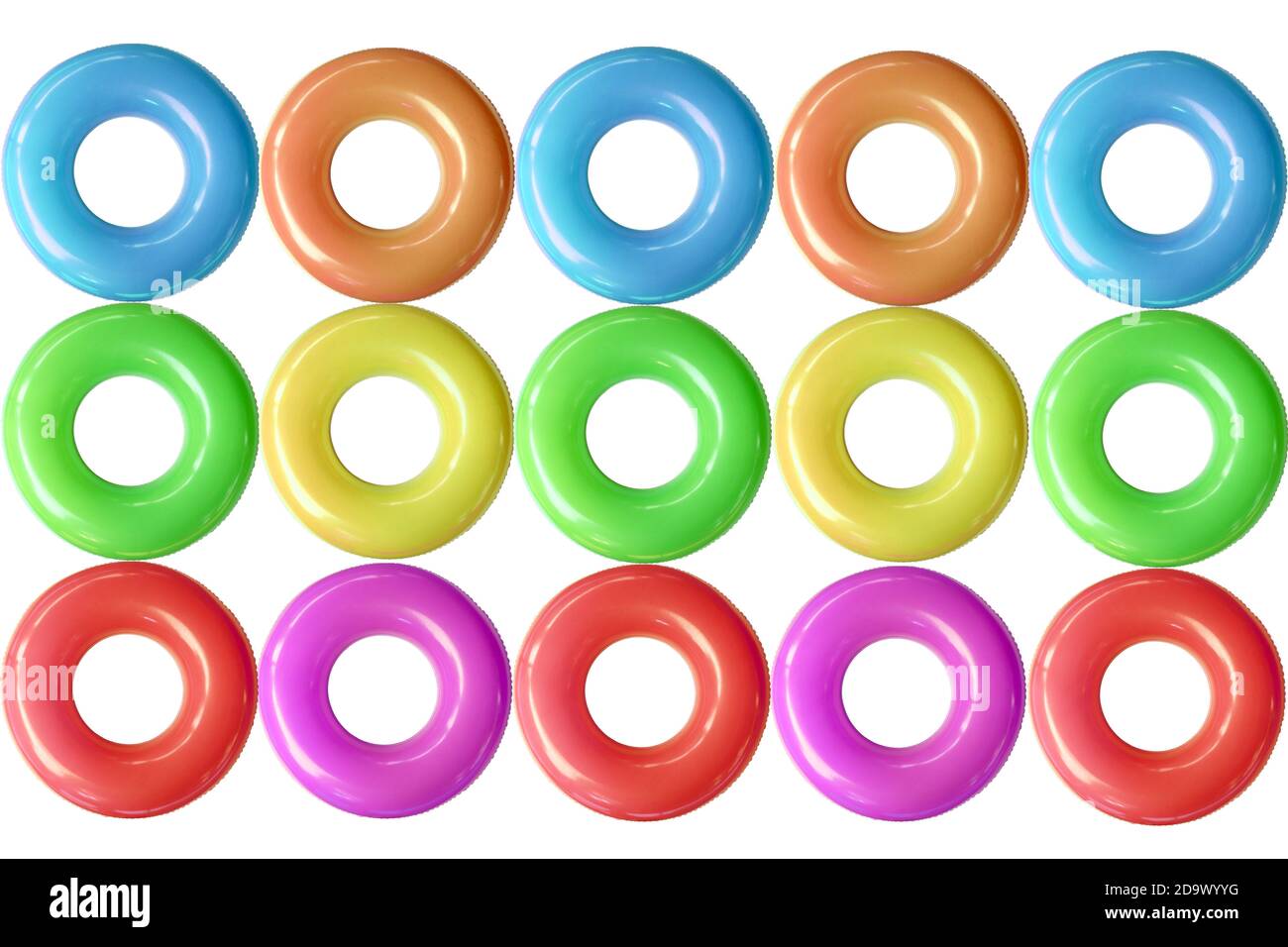 Group of colorful swim rings was derived from the inner tube, the inner ...