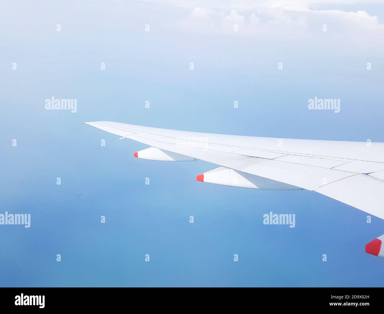 The view from the window of the plane while flying in the sky Stock ...