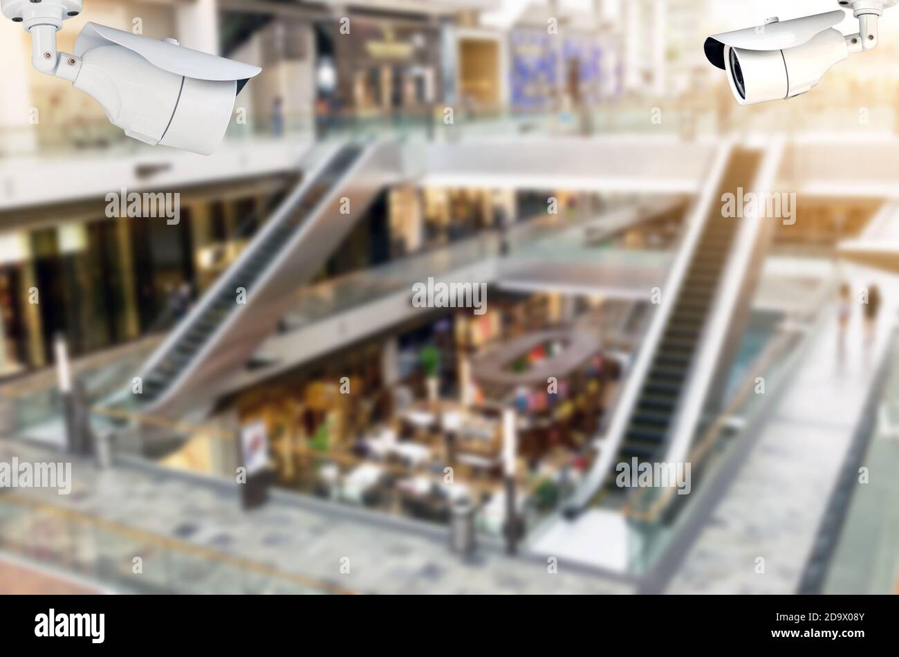 CCTV or surveillance camera recording inside the shopping mall to the ...