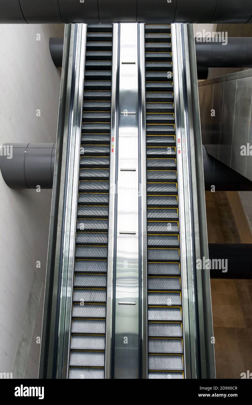 Closeup of the escalator in the big building Stock Photo - Alamy