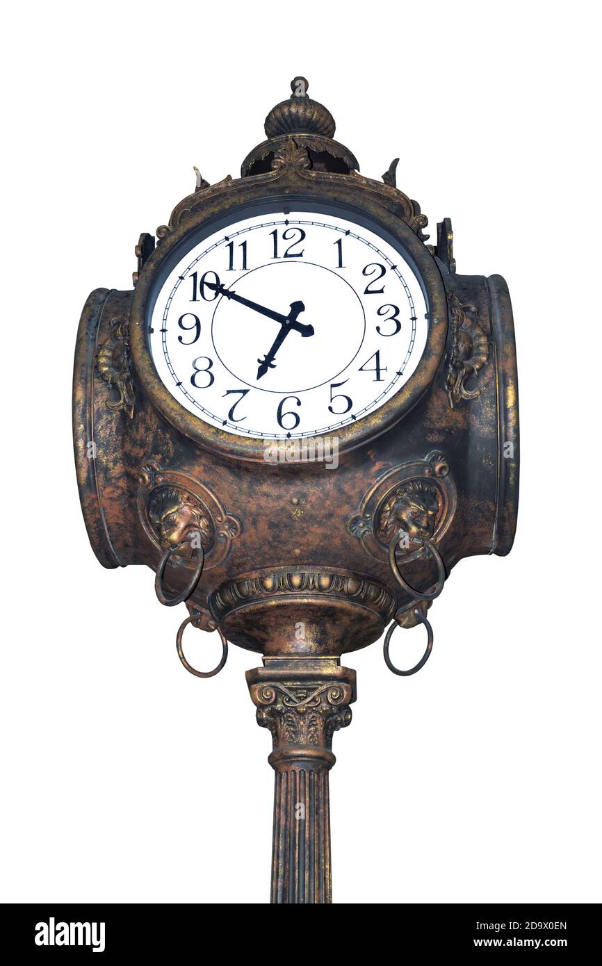 Beautiful old and vintage clock isolated on white background Stock ...