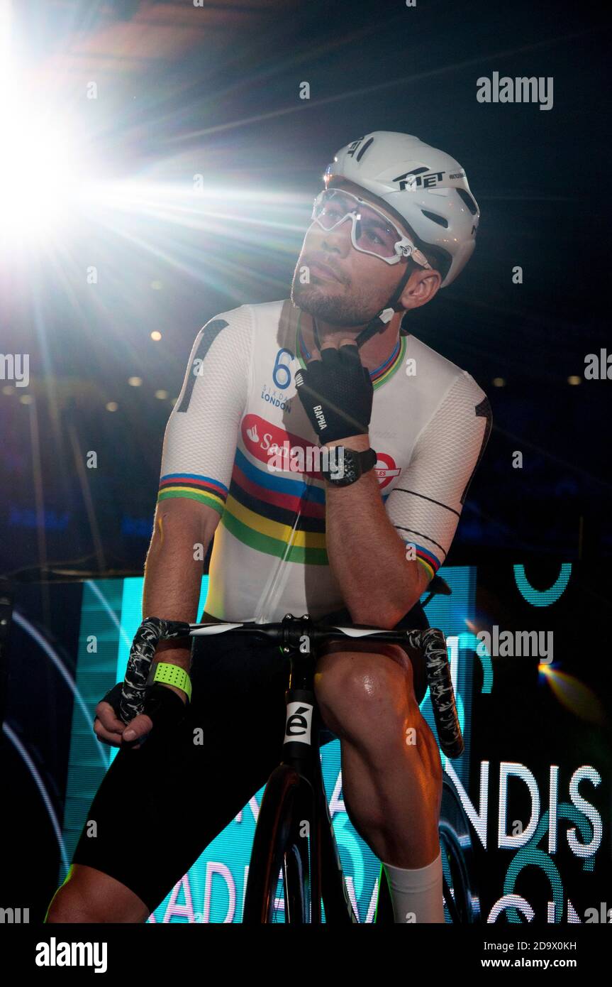 Mark Cavendish on-stage. Riders were taking part in the Six Day track ...