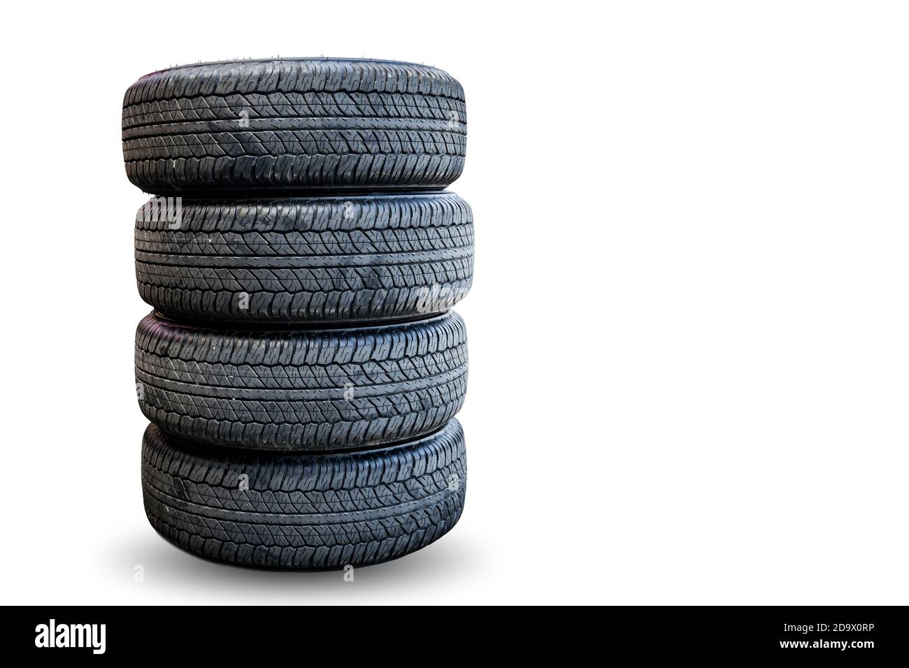 Closeup group of tires on white background Stock Photo - Alamy