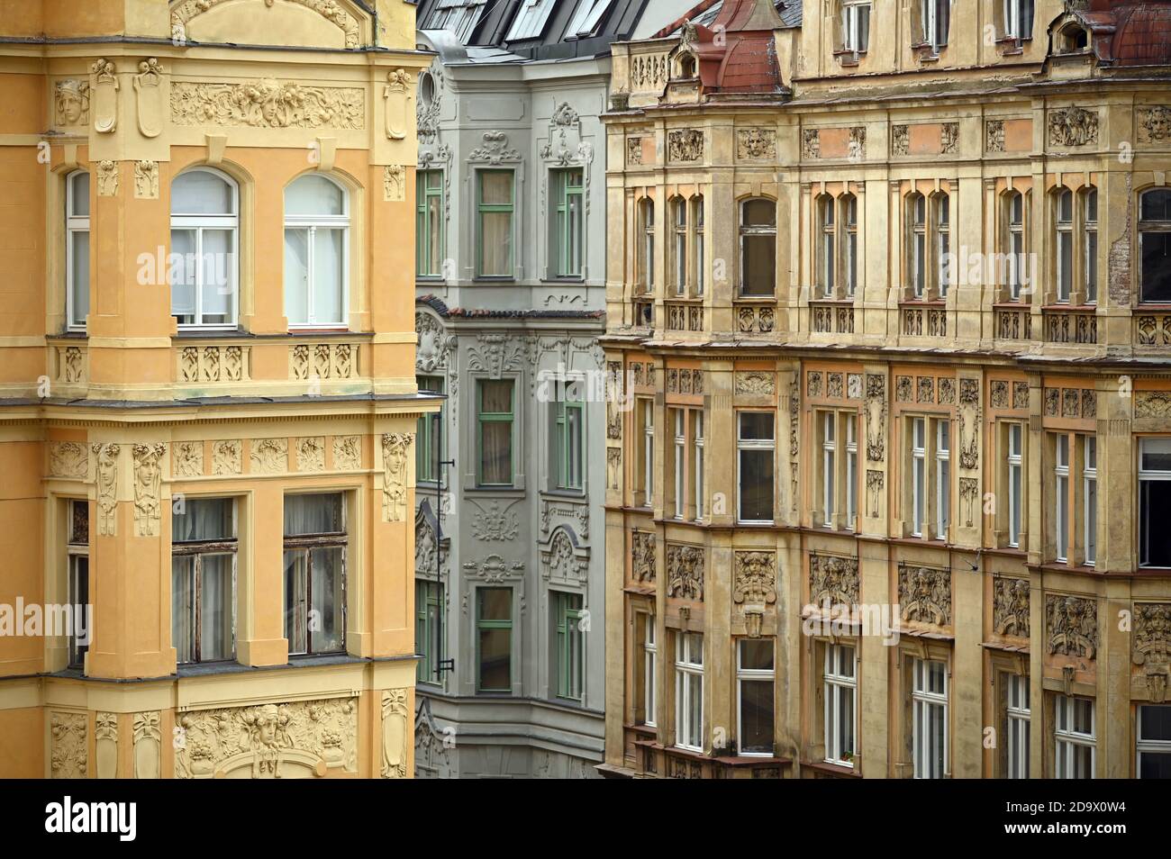 Old buildings windows in Jewish quarter Prague Czech Republic Stock ...
