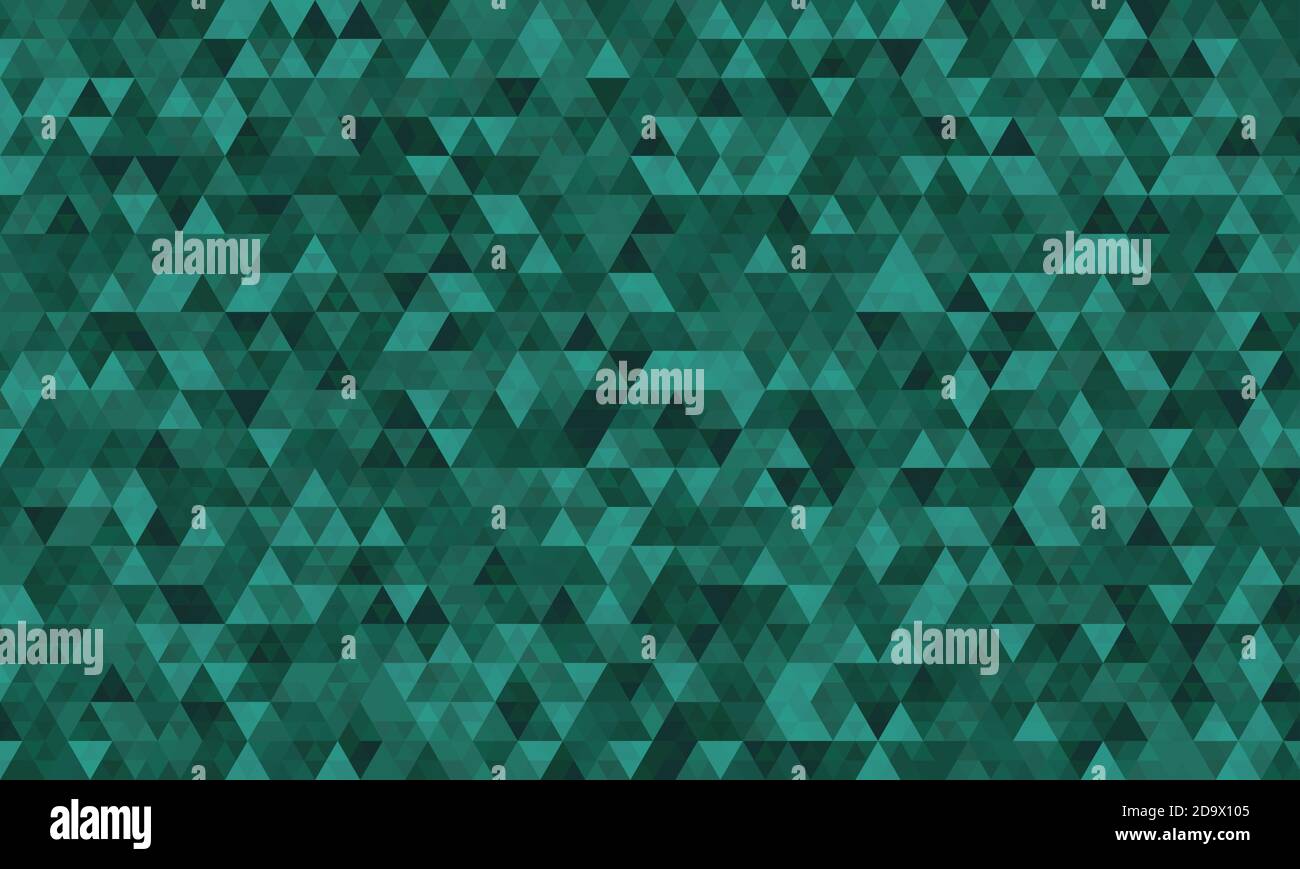 Abstract background, geometric pattern of triangles in emerald green ...