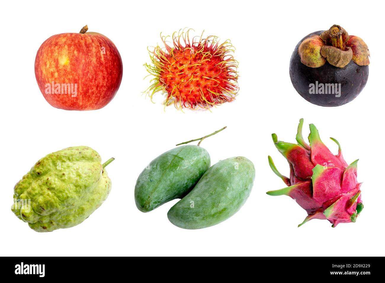 Group of fresh fruit isolated on white background Stock Photo - Alamy