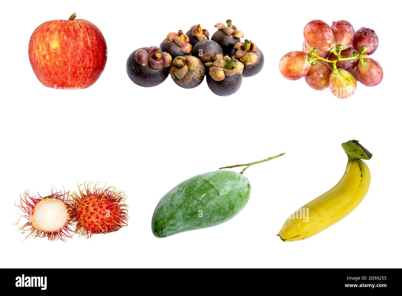 Group of fresh fruit isolated on white background Stock Photo - Alamy