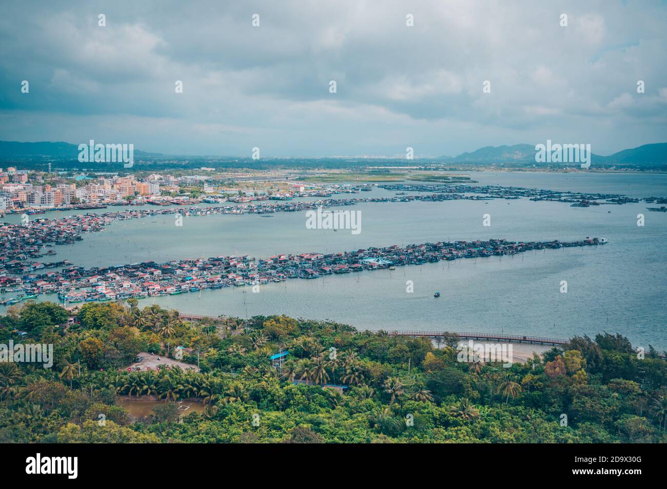 Lingshui, Hainan, China - Nov 13, 2019. Floating local Fishing Village ...