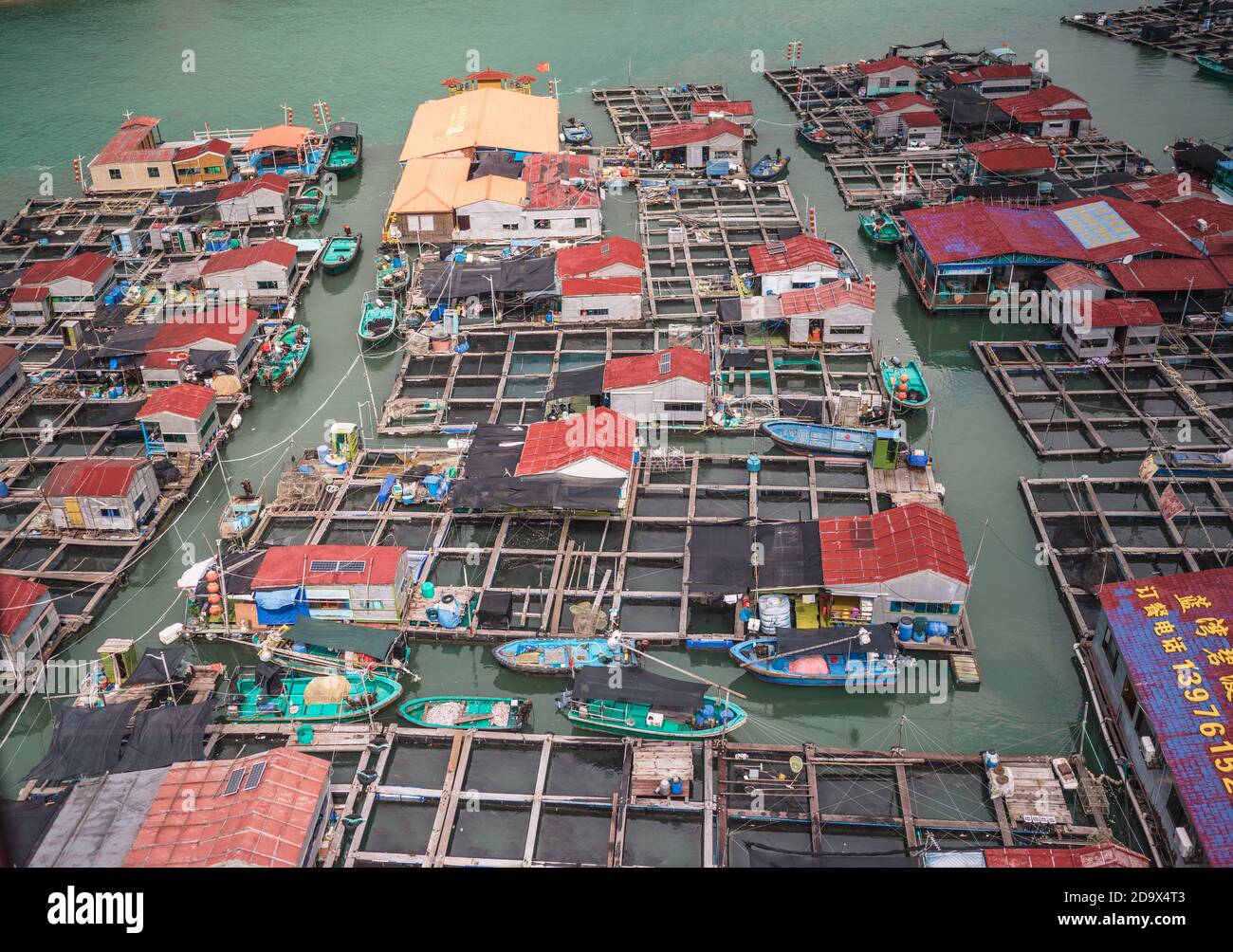 Lingshui, Hainan, China - Nov 13, 2019. Floating local Fishing Village ...