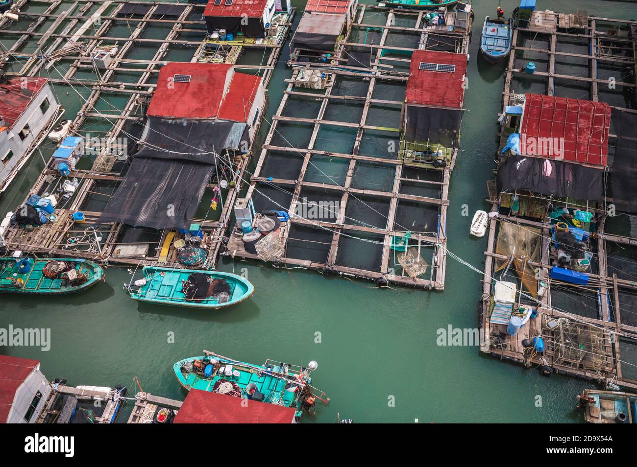 Lingshui, Hainan, China - Nov 13, 2019. Floating local Fishing Village ...