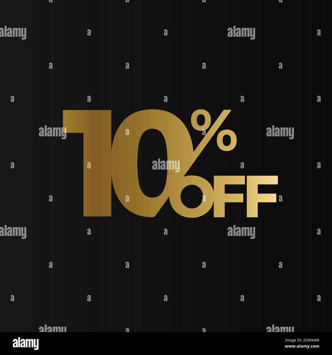 Golden 10 percent off flat cartoon style vector logo concept. 10 % sale ...