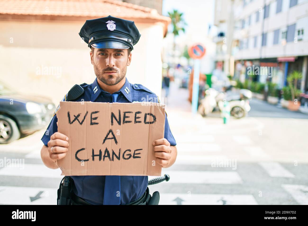 Walking holding face to face officer uniform hi-res stock photography ...