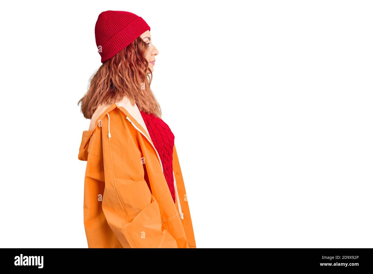 Side view woman wearing raincoat hi-res stock photography and images ...