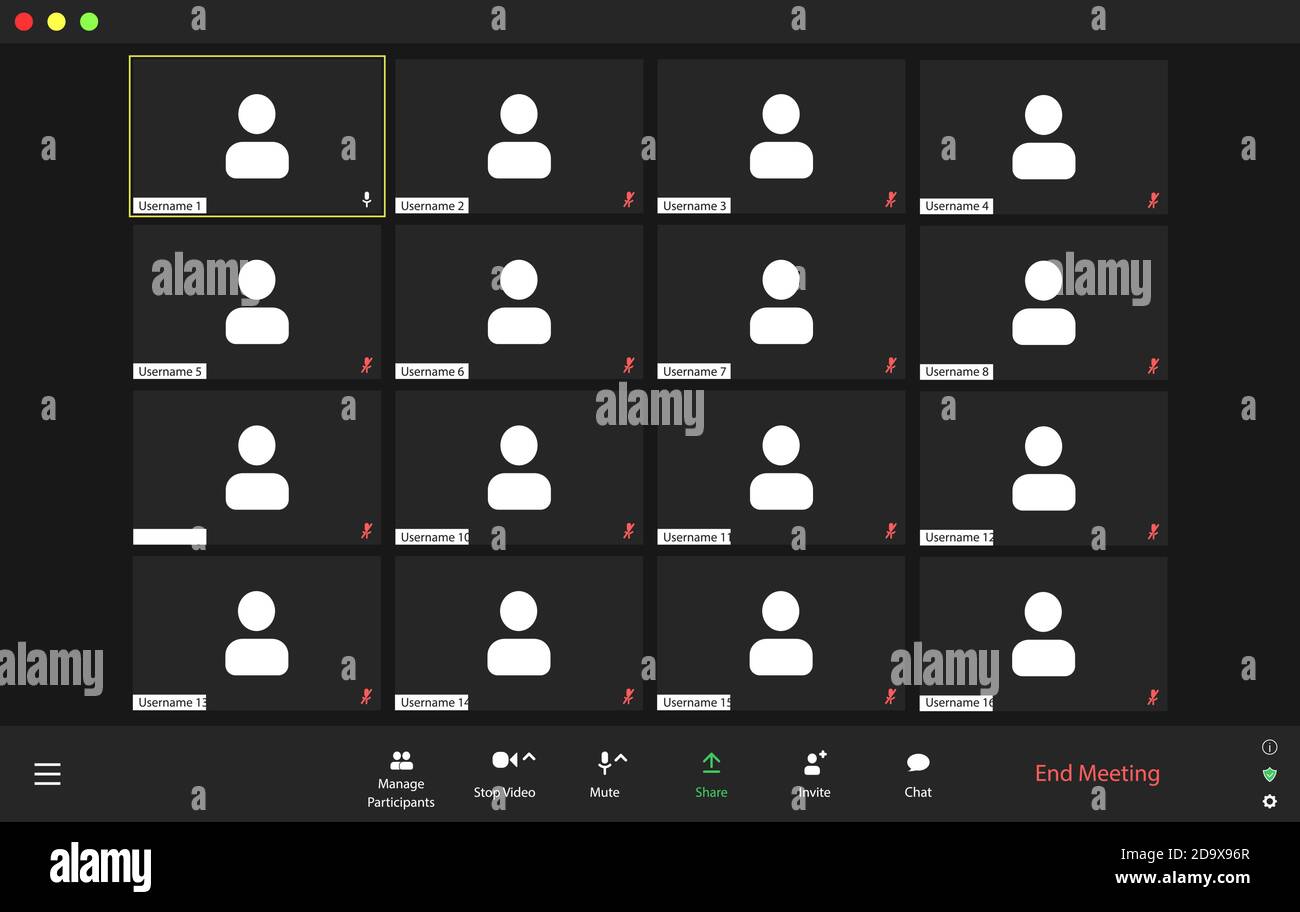 Template video conference user interface, video conference calls window ...