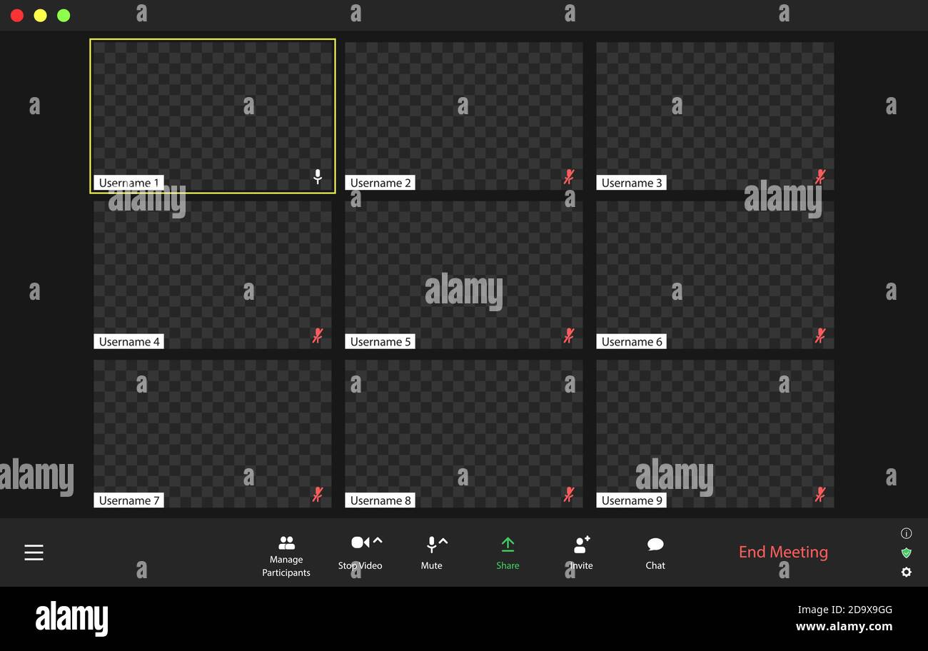 Template video conference user interface, video conference calls window ...