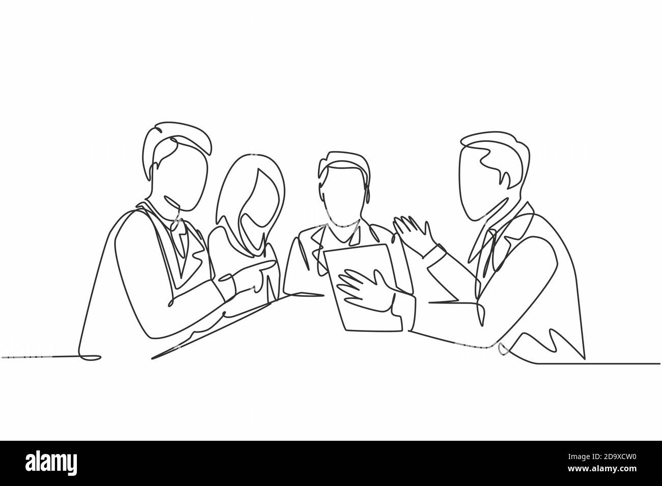 One continuous line drawing team of doctor diagnosing illness while ...