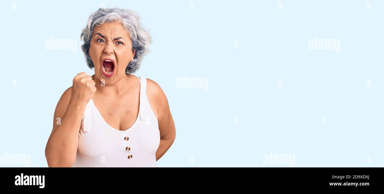 Mature woman short hair angry hi-res stock photography and images - Alamy