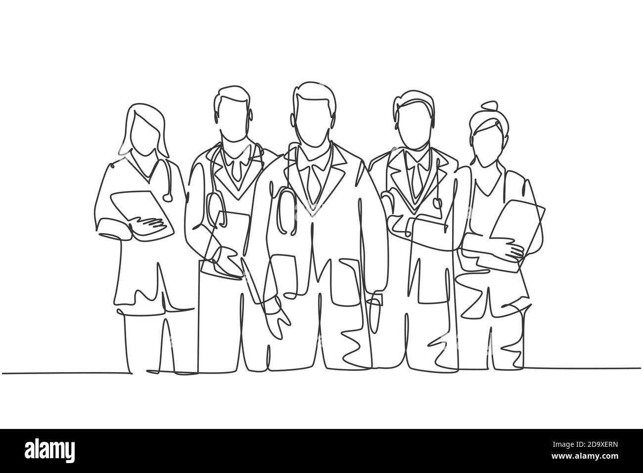 Single continuous single line drawing group talented male and female ...